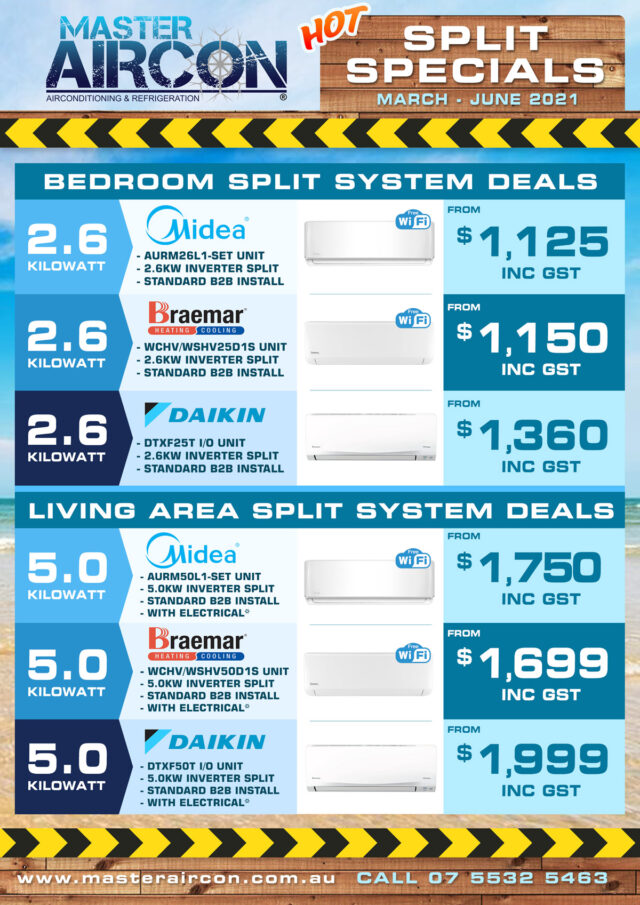 Split Aircon Specials | Master Aircon - Gold Coast Air Conditioning